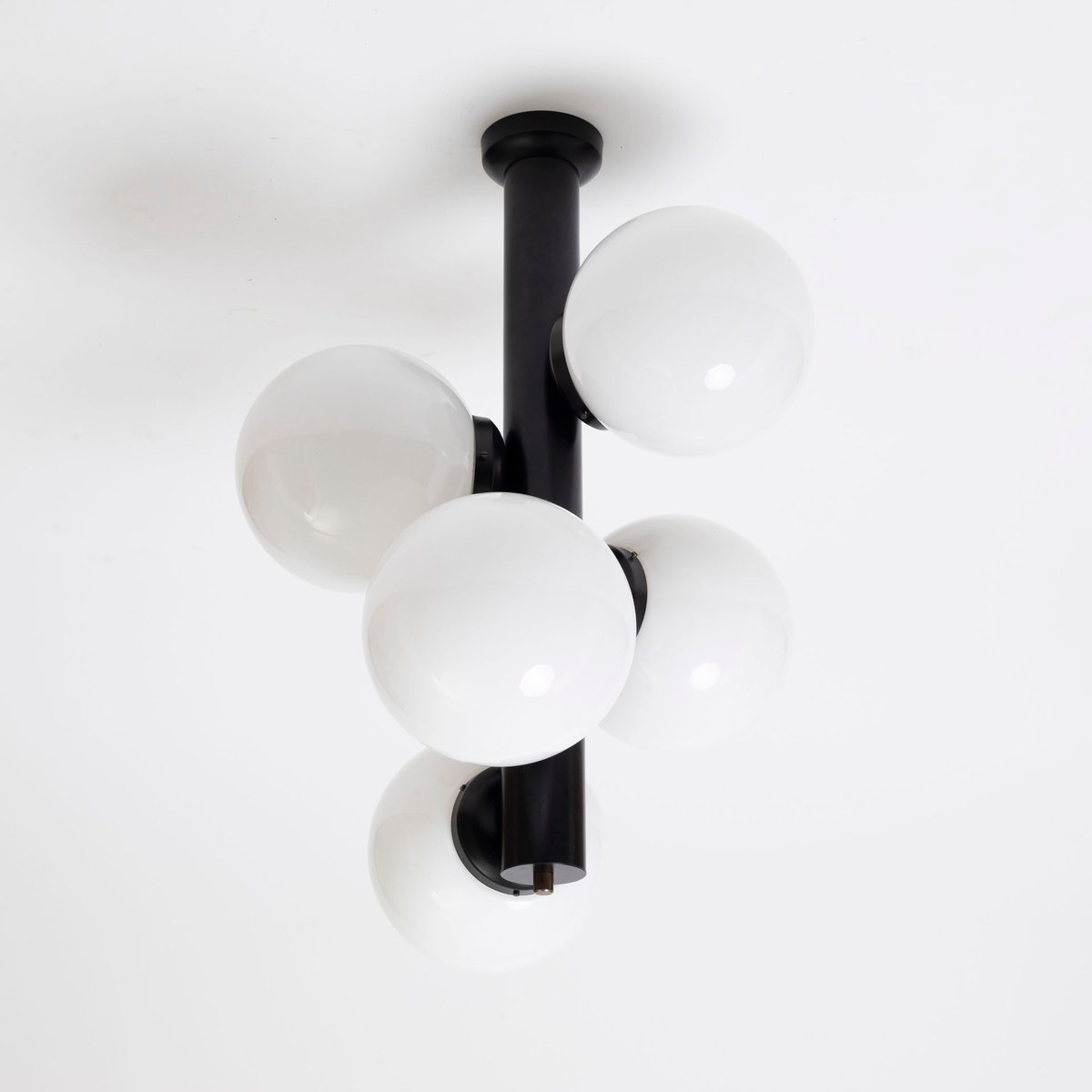 Ceiling Lamp in Opaline Glass and Metal from Polam, 1980s for sale at ...