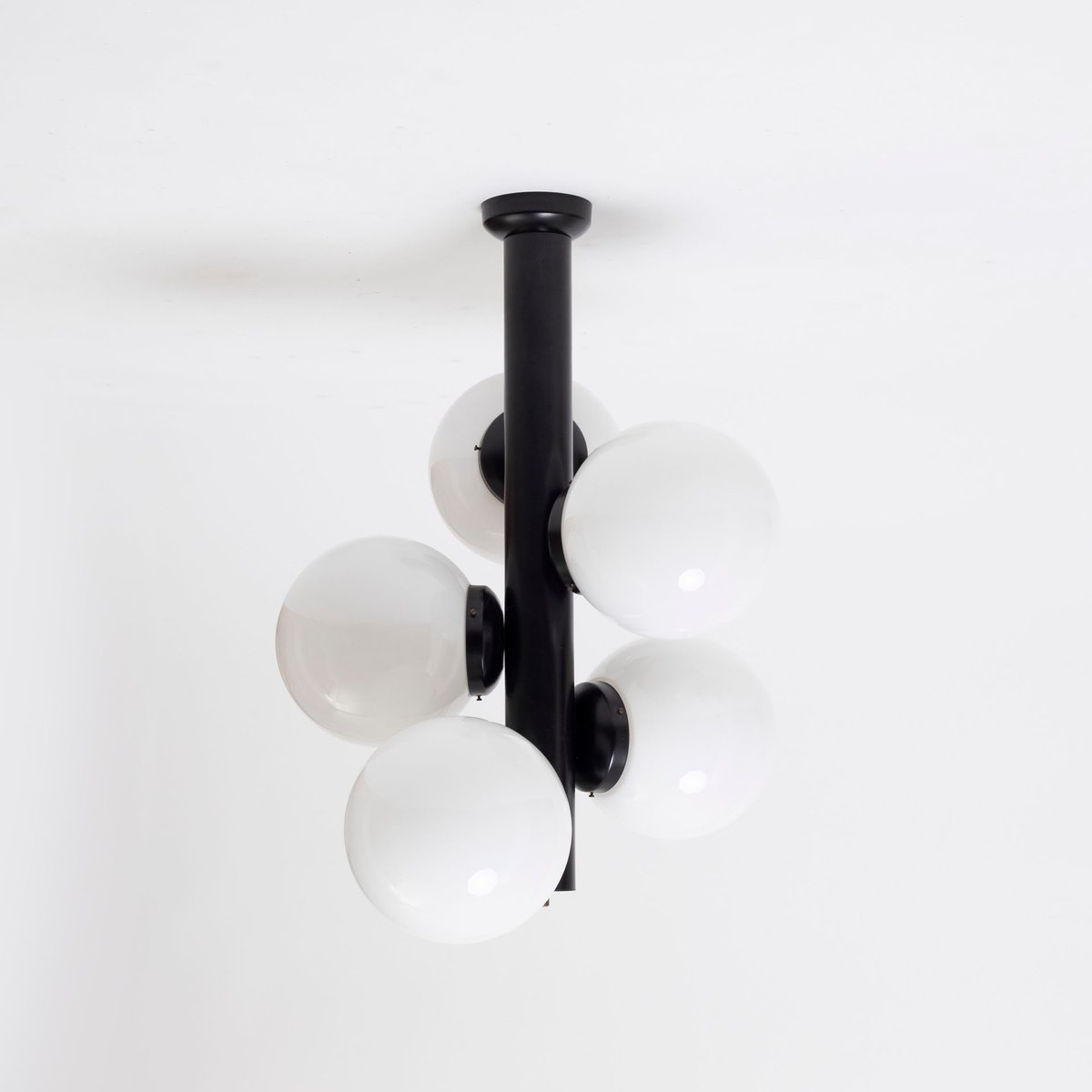 Ceiling Lamp in Opaline Glass and Metal from Polam, 1980s for sale at ...