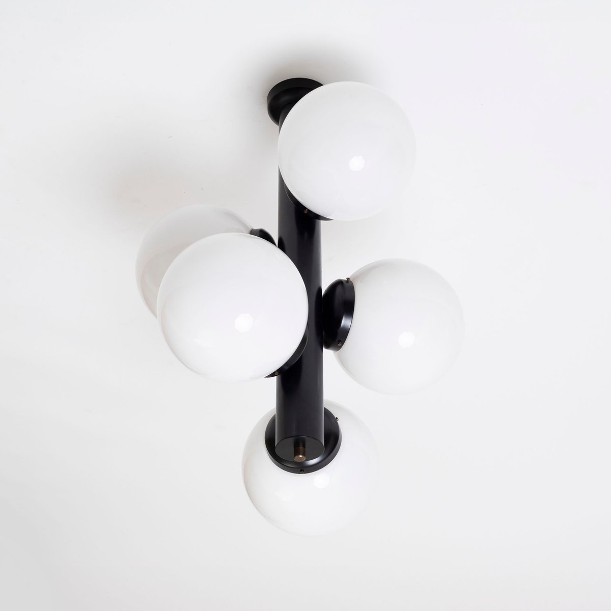 Ceiling Lamp in Opaline Glass and Metal from Polam, 1980s for sale at ...