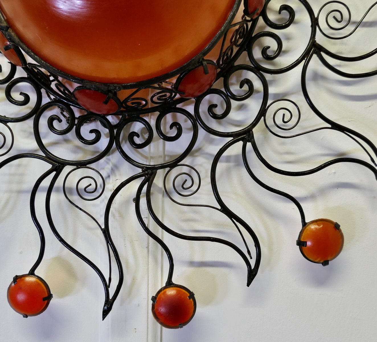 Large Moroccan Wrought Iron Sun Lamp Shade, 1960s for sale at Pamono