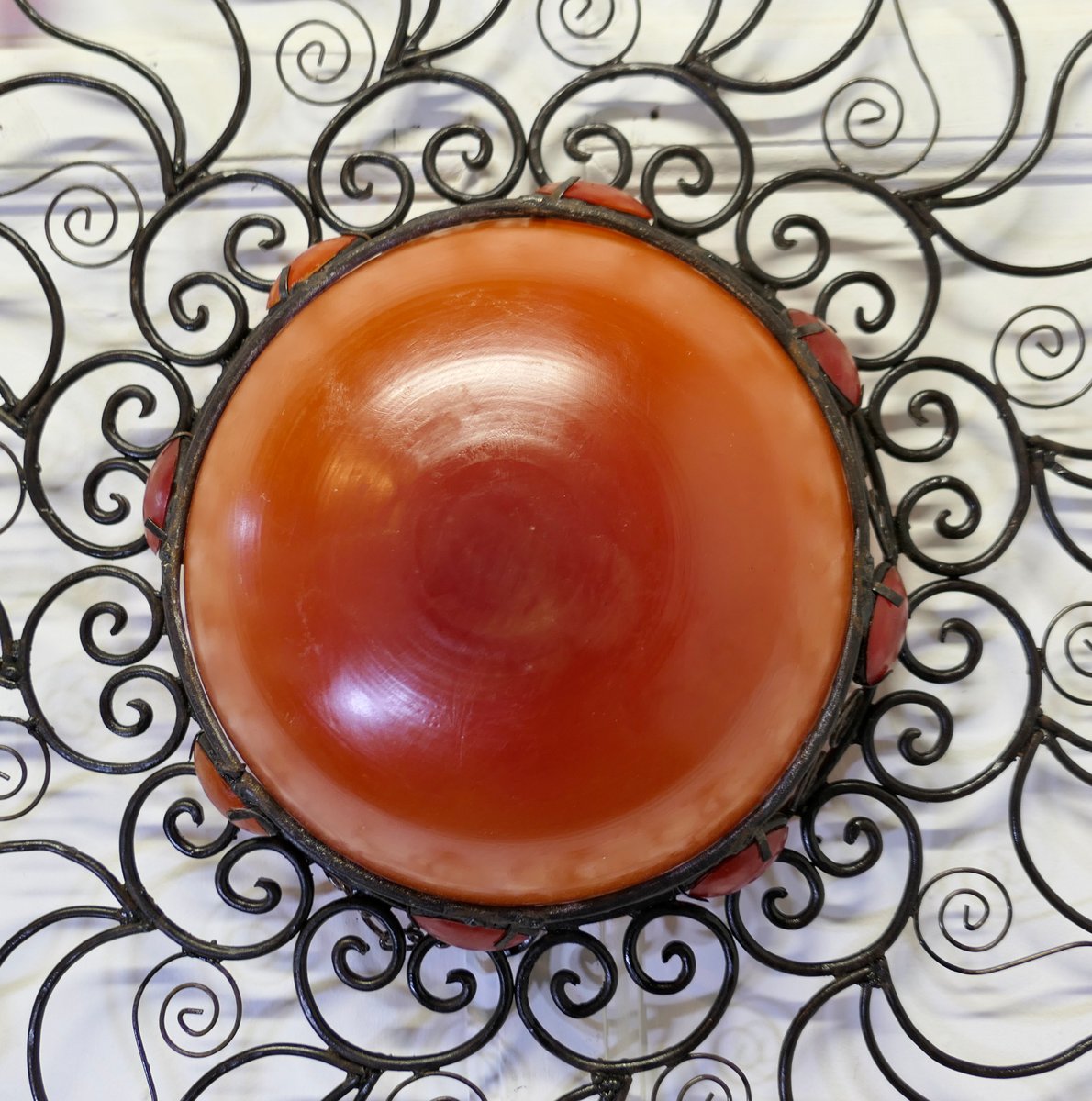 Large Moroccan Wrought Iron Sun Lamp Shade, 1960s for sale at Pamono