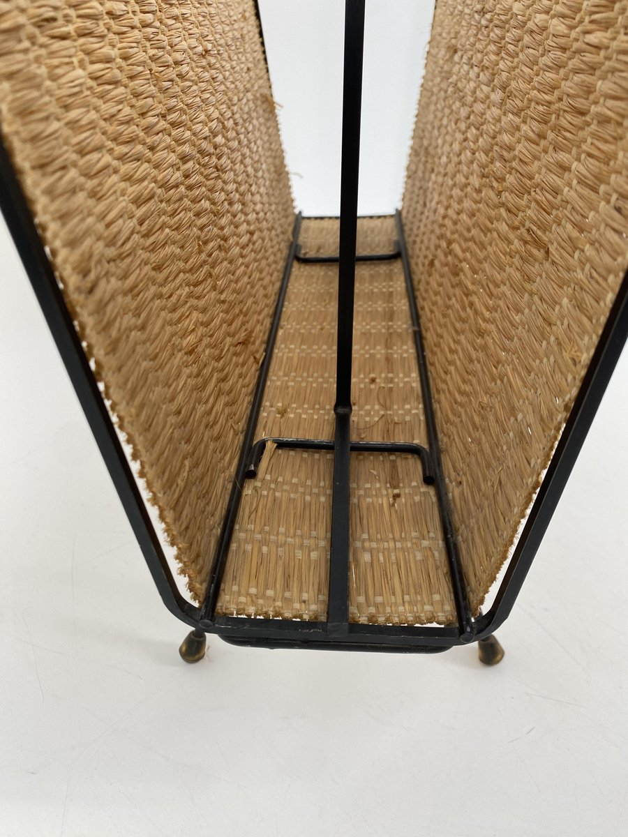 Mid-Century Modern Newspaper Rack with Wickerwork, Germany, 1950s for ...