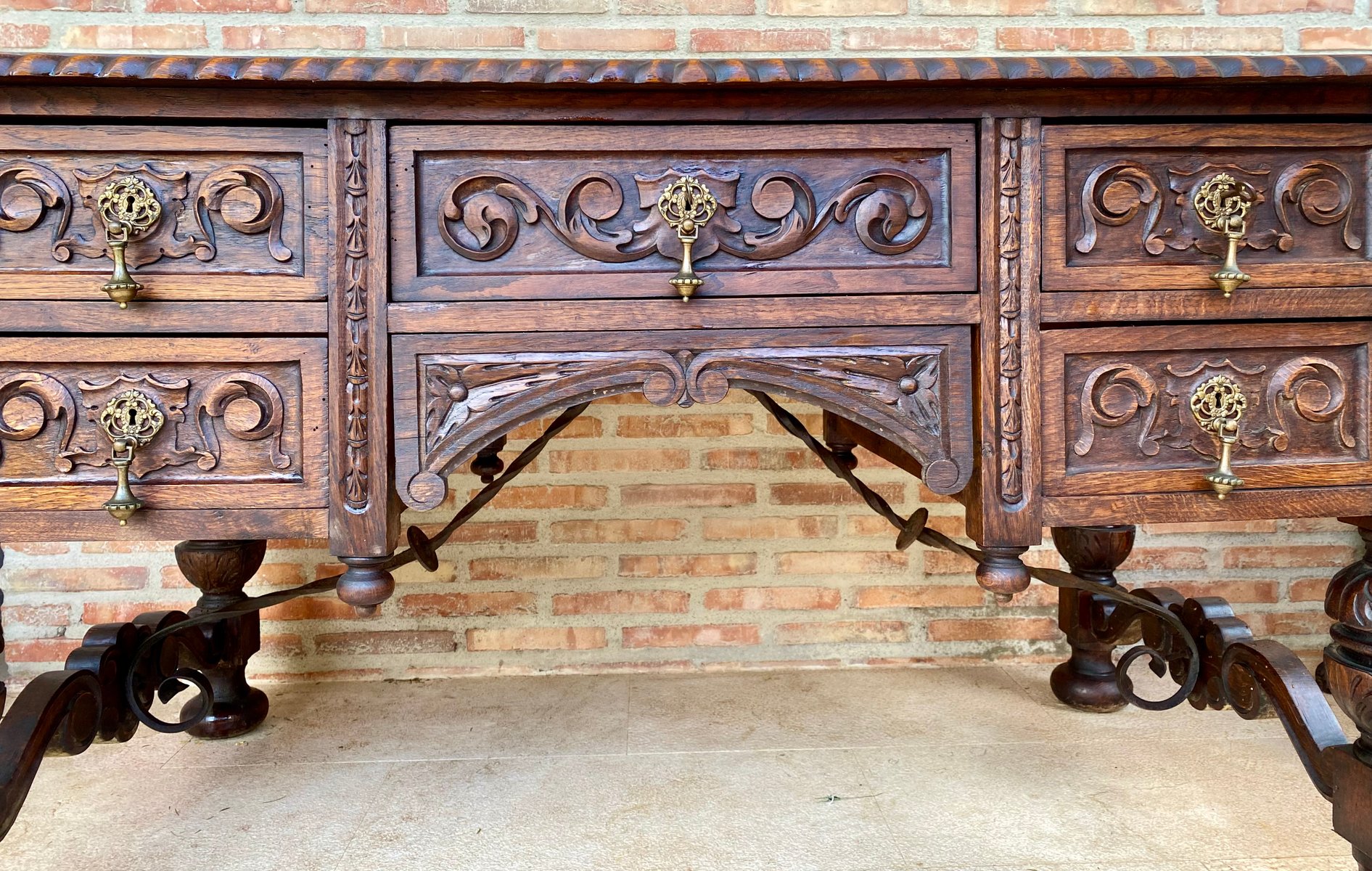 19th Century French Renaissance Hand Carved Desk or Writing Table with ...