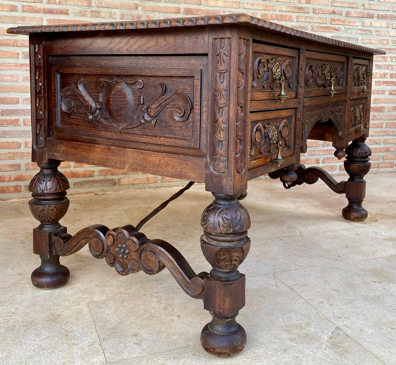 19th Century French Renaissance Hand Carved Desk or Writing Table with ...