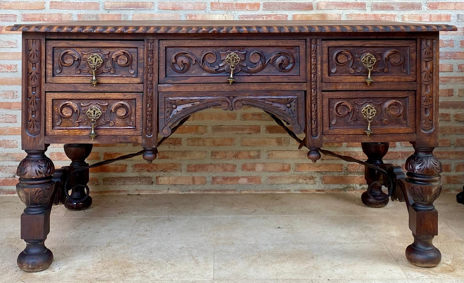 19th Century French Renaissance Hand Carved Desk or Writing Table with ...