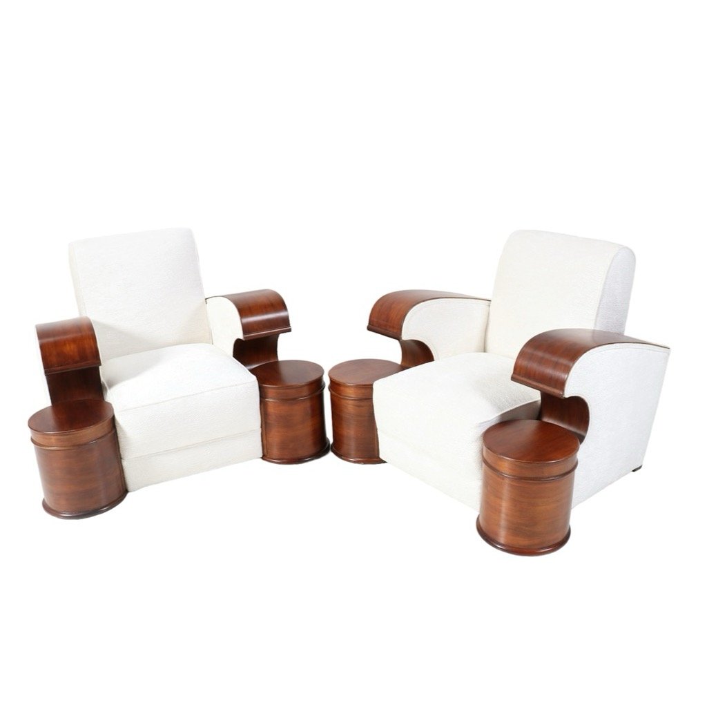 Set of French Art Deco Club Chairs in the style of Jean Royère Style ...