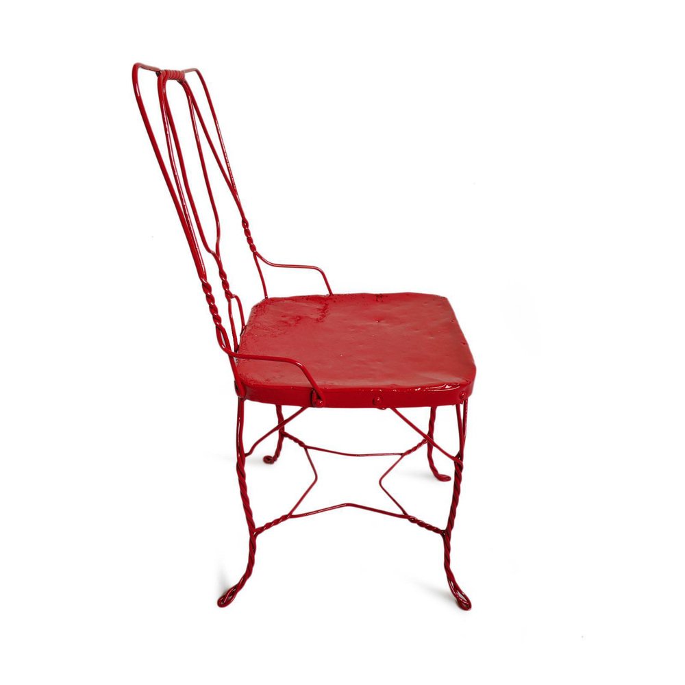 Vintage Cherry Red Iron Chair for sale at Pamono