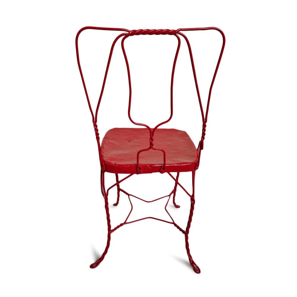 Vintage Cherry Red Iron Chair for sale at Pamono