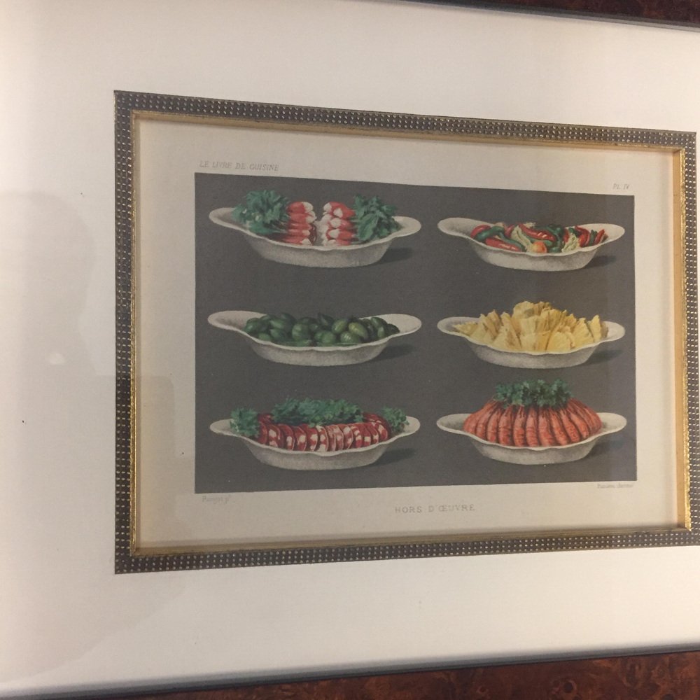 Vintage Hors Doeuvre Colored Lithographs, Set of 8 for sale at Pamono