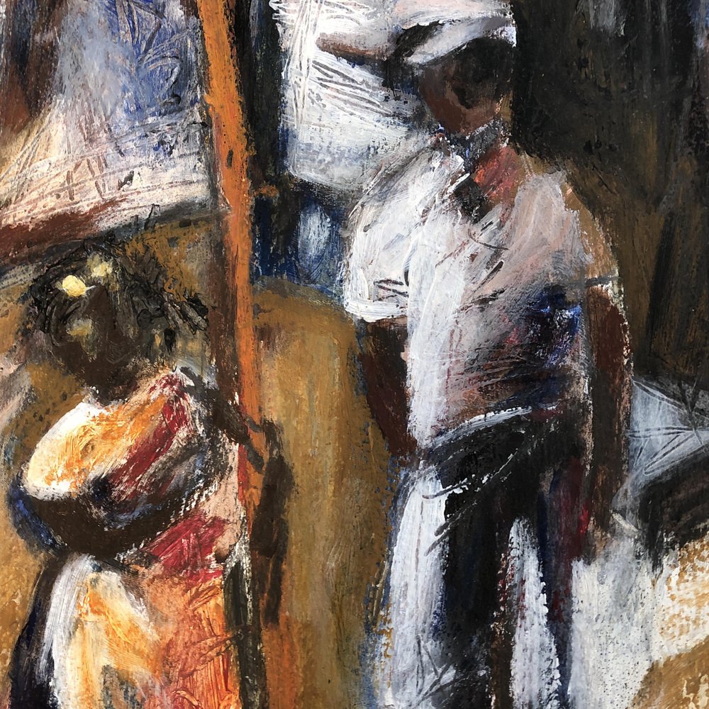 Modernist Street Scene, 1990s, Paint on Paper for sale at Pamono