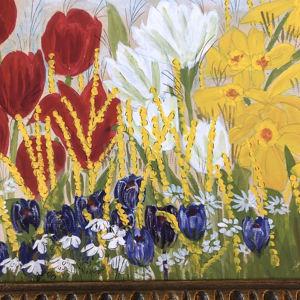 Floral Composition, 1960s, Paint on Cardboard for sale at Pamono