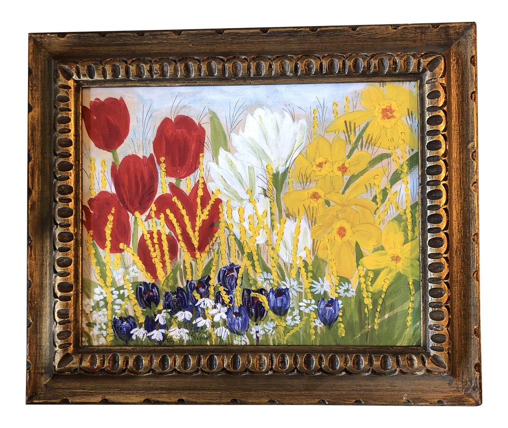 Floral Composition, 1960s, Paint on Cardboard for sale at Pamono