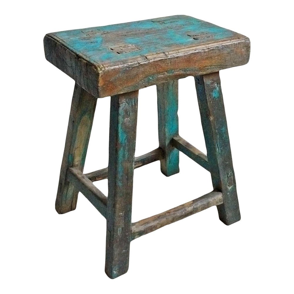 Vintage Blue Village Stool for sale at Pamono