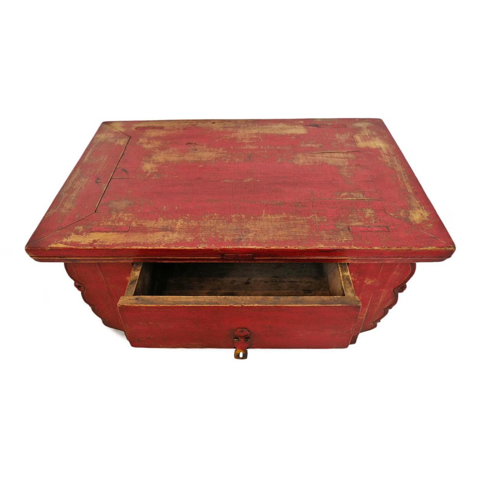 Vintage Red Low Ming Display Table for sale at Pamono