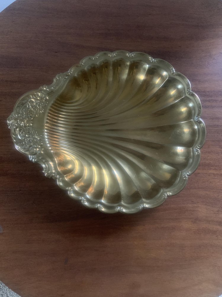 Mid-Century Brass Shell Platter for sale at Pamono