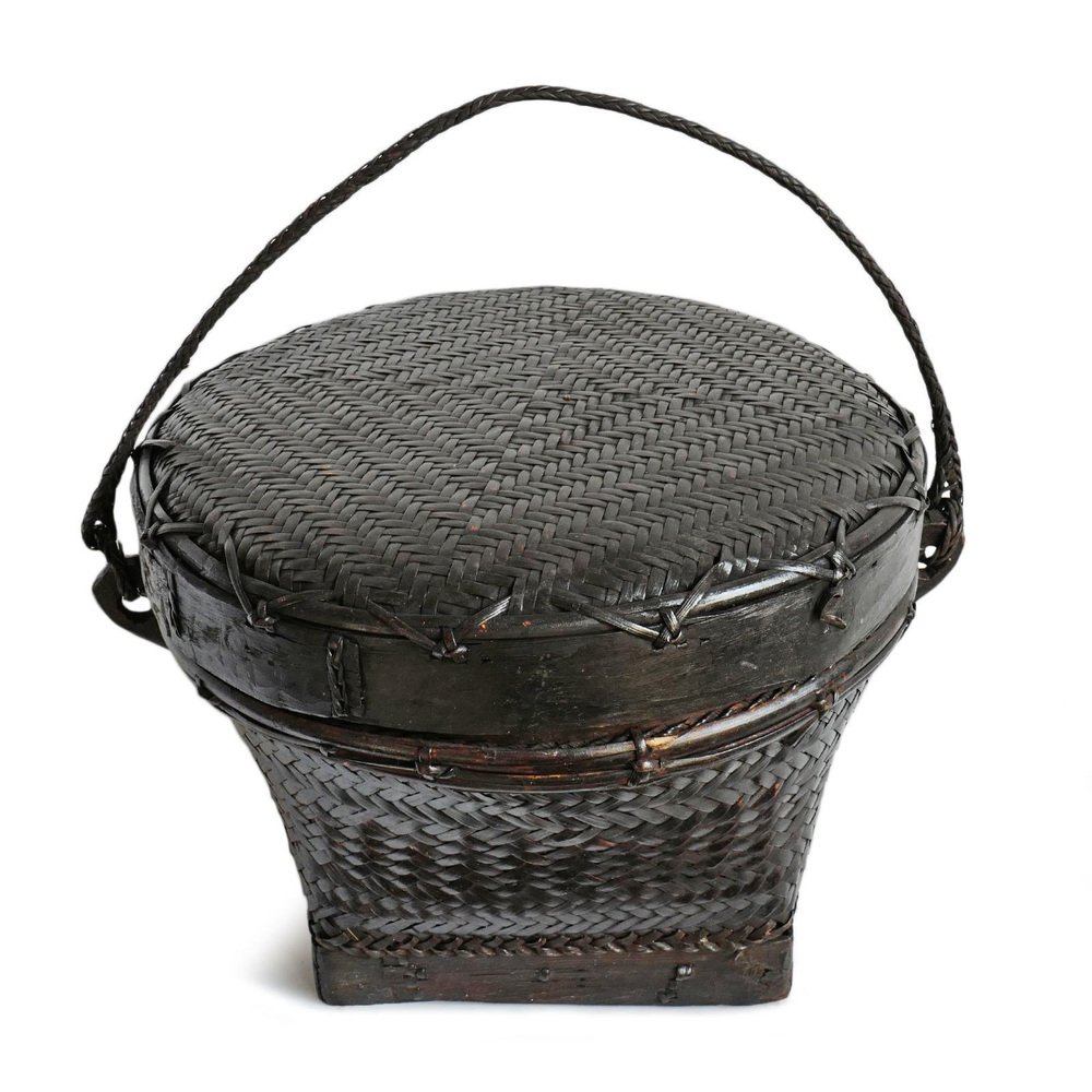 Vintage Akha Thai Basket with Lid for sale at Pamono