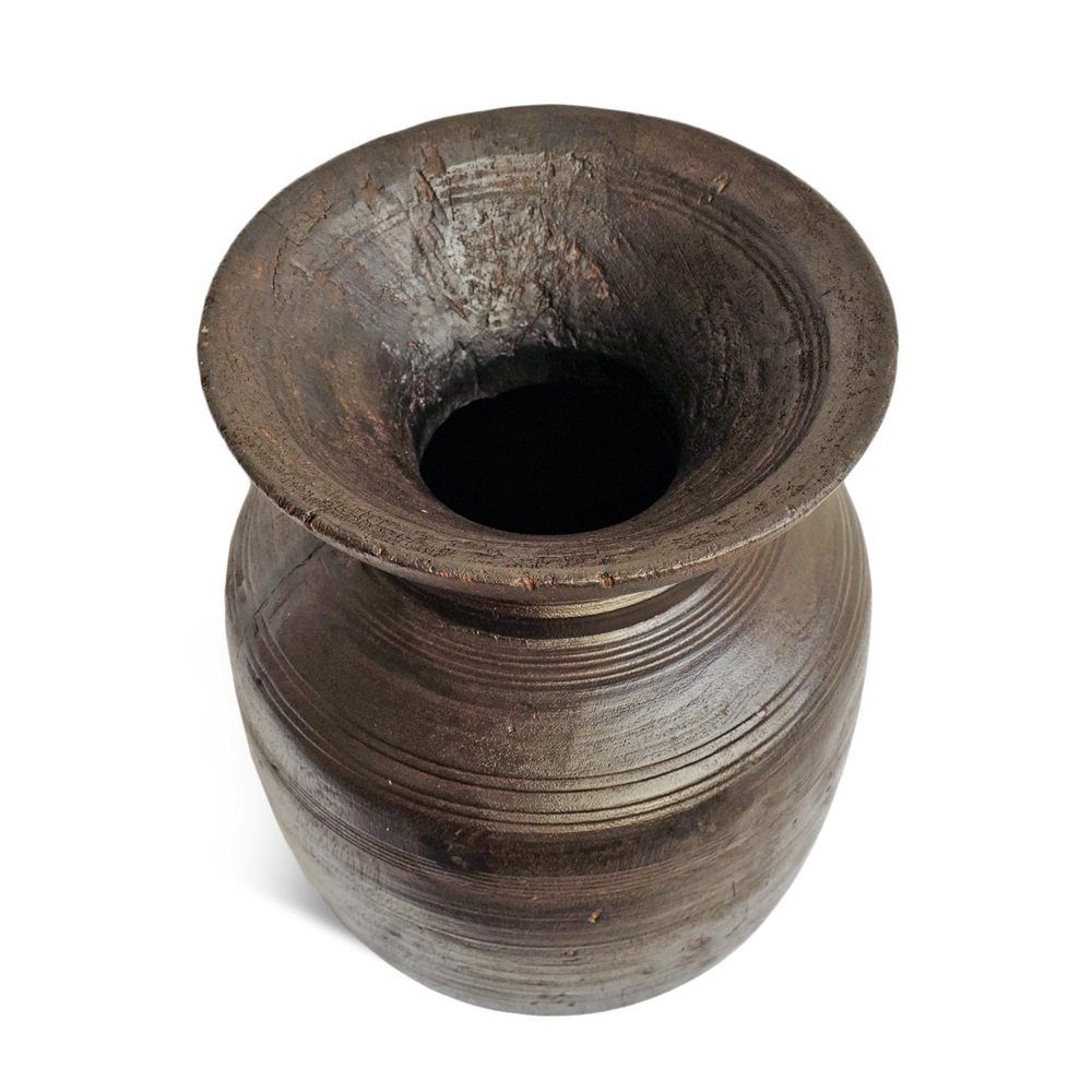 Vintage India Wood Carved Pot for sale at Pamono