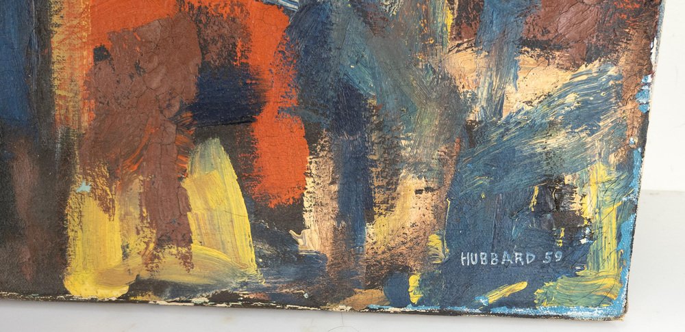 Colorful Abstract Figurative Composition, 1959, Oil on Canvas for sale ...