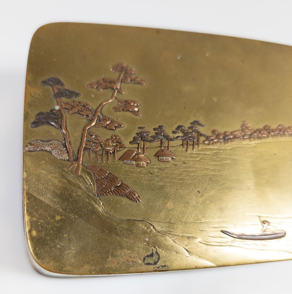 Japanese Meiji Mixed Metal Box with Birds and Landscape for sale at Pamono