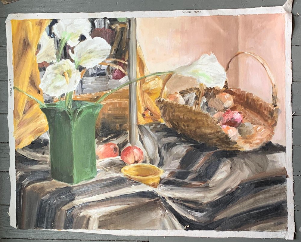 Mid-Century Modern Interior Still Life, 1960s, Painting on Canvas for ...