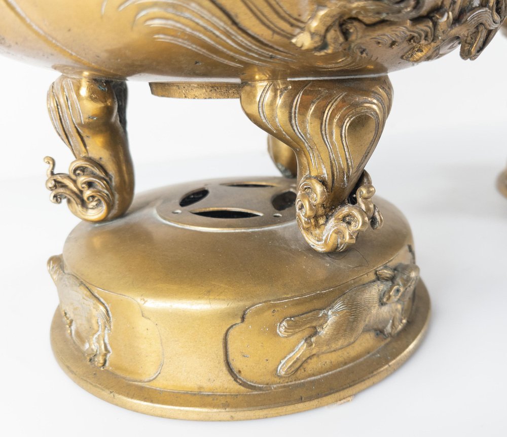 Japanese Bronze Incense Burner Censers, Set of 2 for sale at Pamono