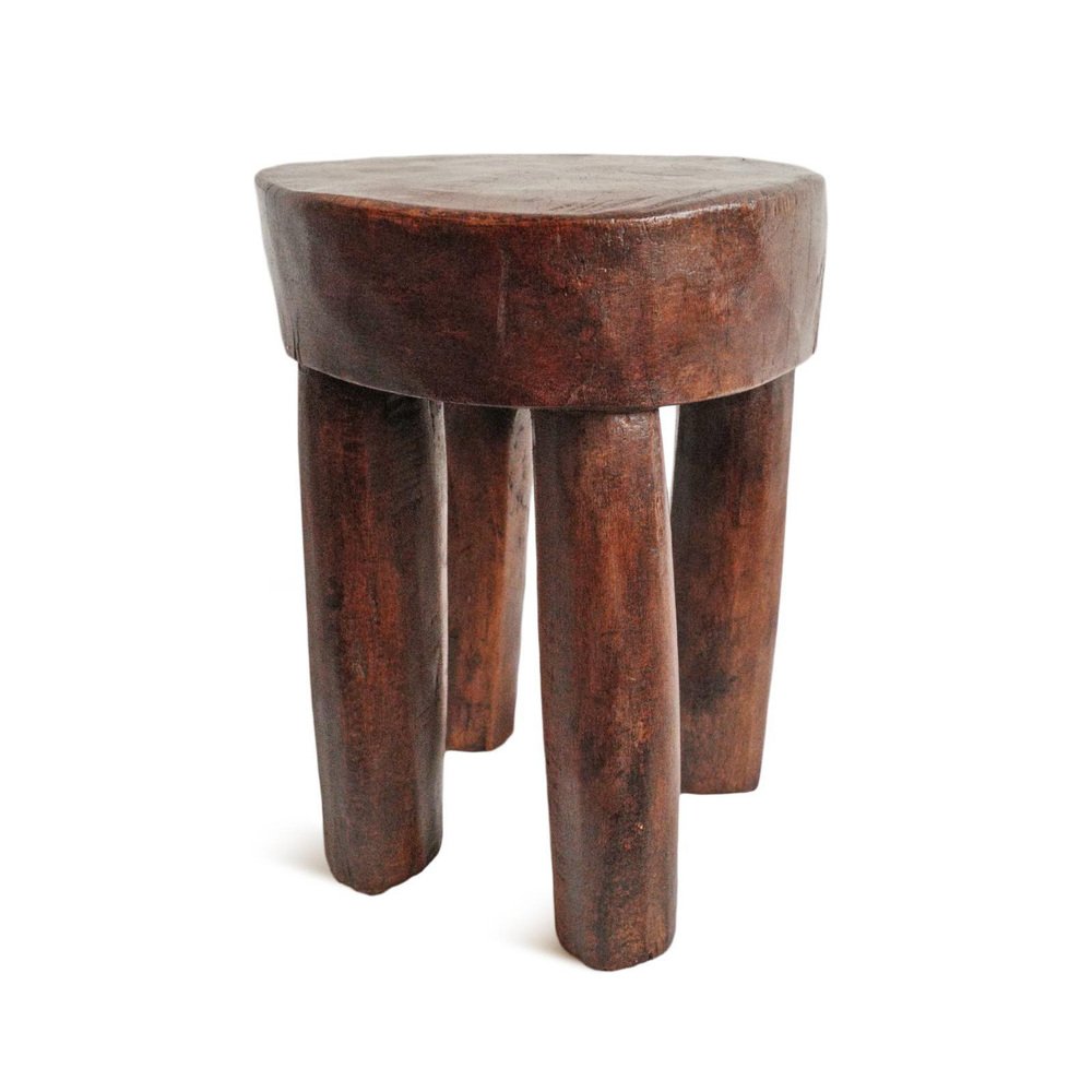Vintage West African Wood Stool for sale at Pamono