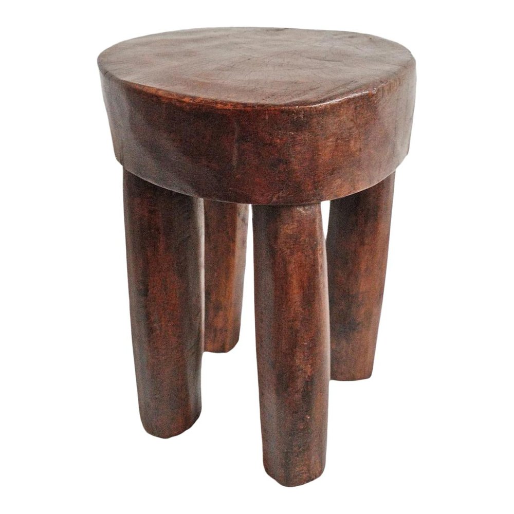 Vintage West African Wood Stool for sale at Pamono