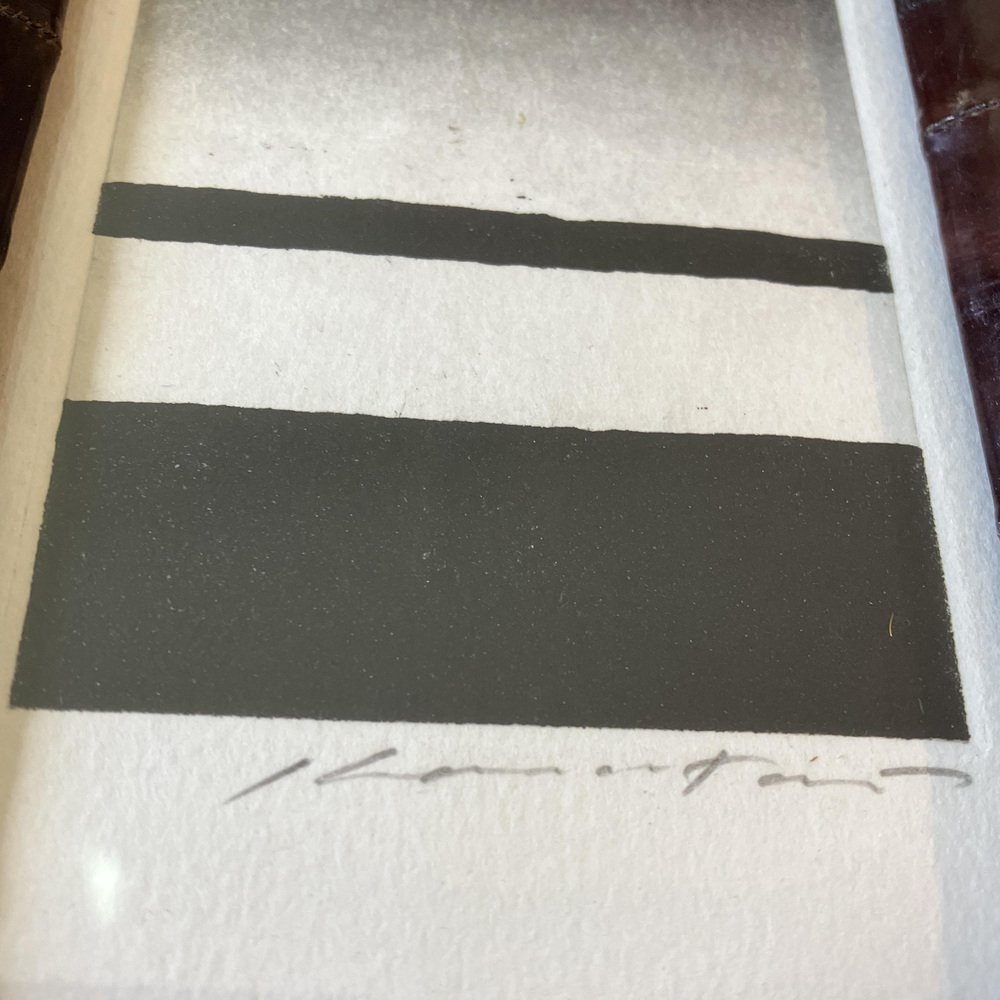 Small Vintage Japanese Lithograph in Leather Frame, 1980s for sale at ...