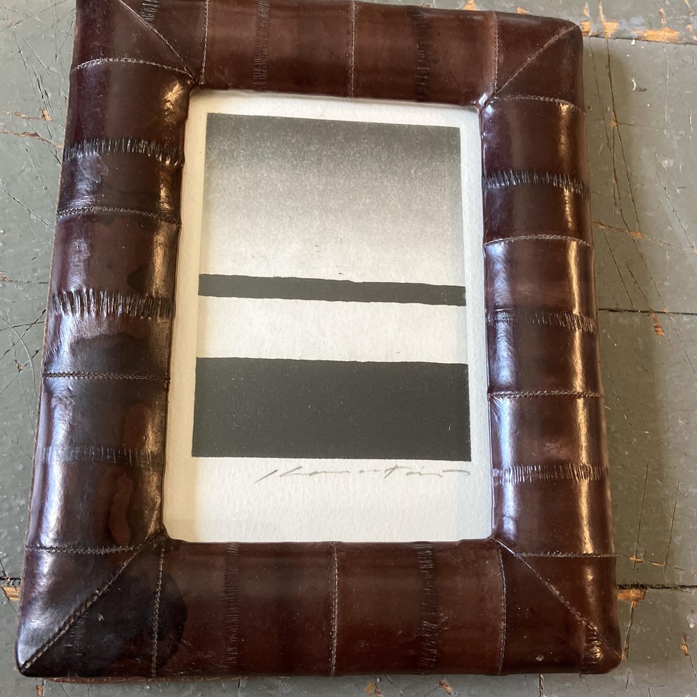 Small Vintage Japanese Lithograph in Leather Frame, 1980s for sale at ...