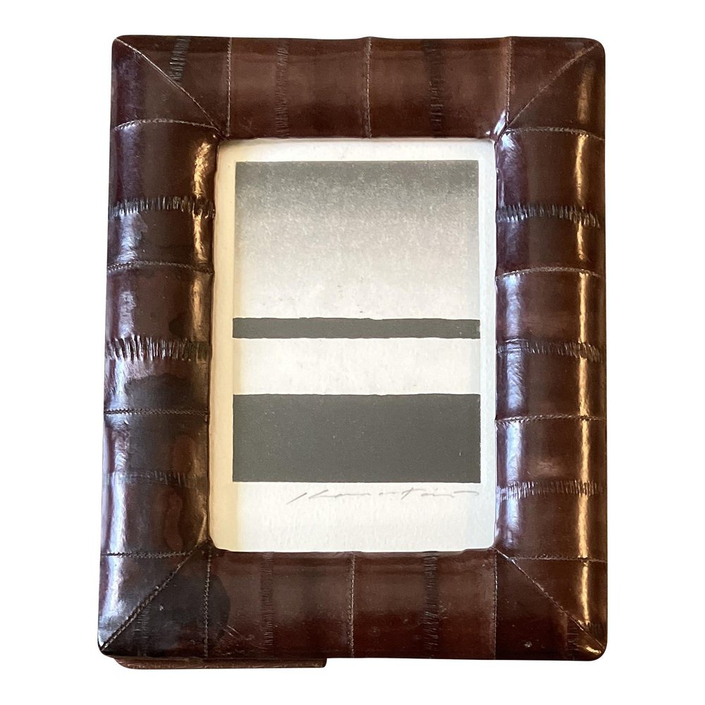 Small Vintage Japanese Lithograph in Leather Frame, 1980s for sale at ...