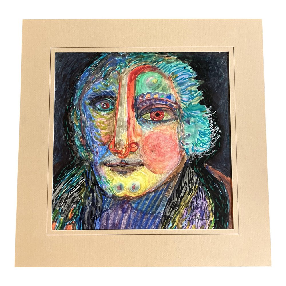 E. J. Hartmann, Abstract Portrait, 1980s, Paint on Illustration Board ...