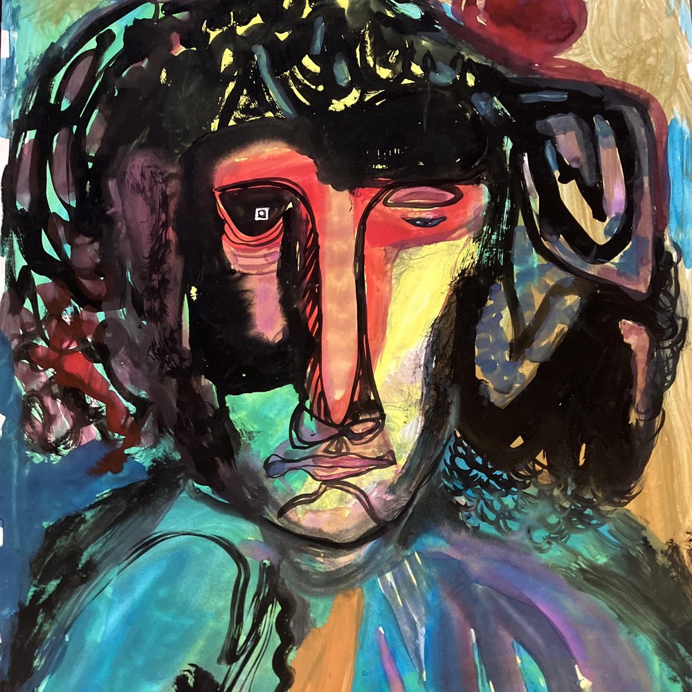 E. J. Hartmann, Large Abstract Portrait, 1970s, Paint on Paper for sale ...