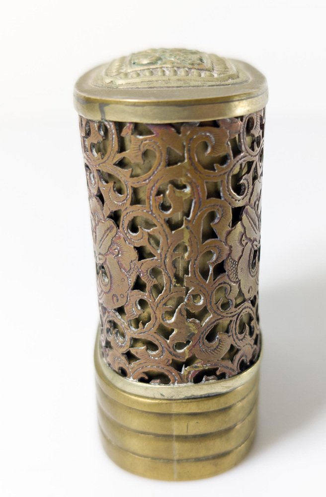 Chinese Copper Brass and Paktong Reticulated Box with Bat Decoration ...