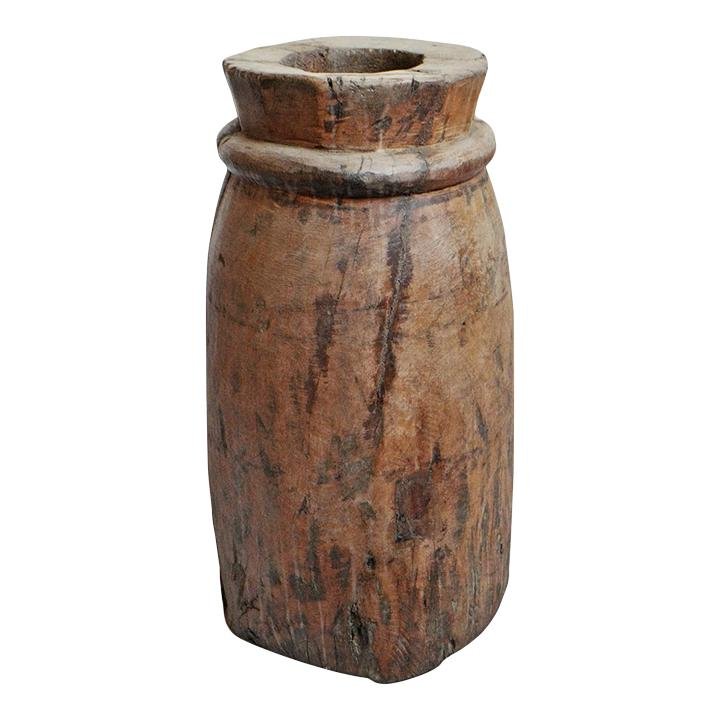 Antique Wood Butter Pot, India for sale at Pamono