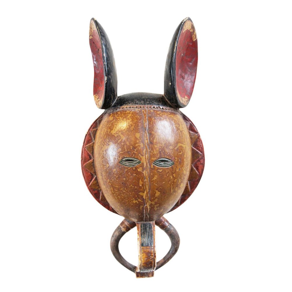 Vintage Painted African Elephant Mask for sale at Pamono