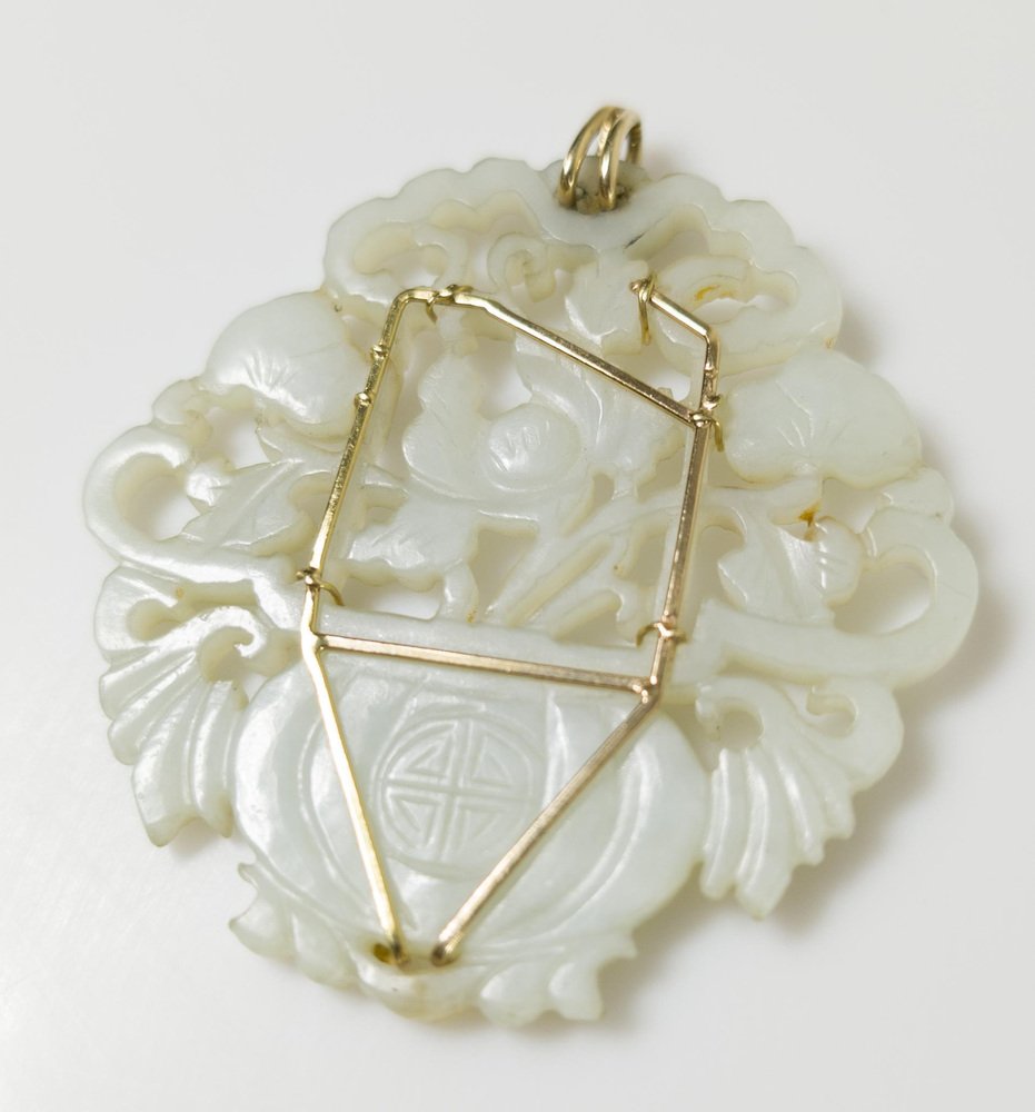 19th Century Chinese Carved White Nephrite Jade Pendant Plaque for sale ...