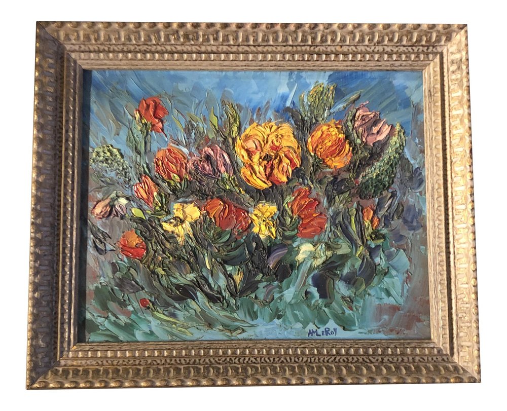 Harold Leroy, Floral Composition, 1960s, Oil on Board for sale at Pamono