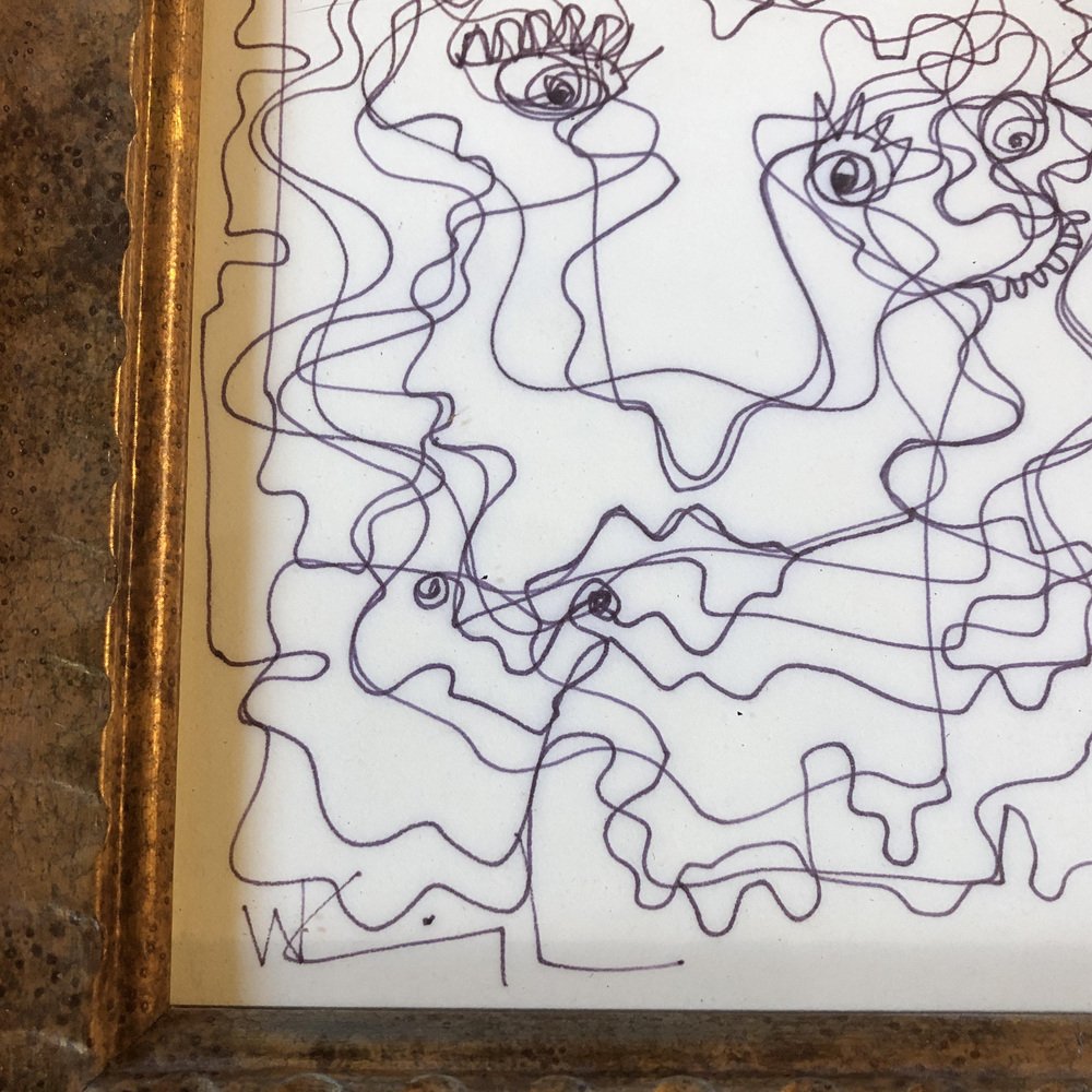 Wayne Cunningham, Abstract Ink Portrait Drawing, 1980s, Artwork on ...