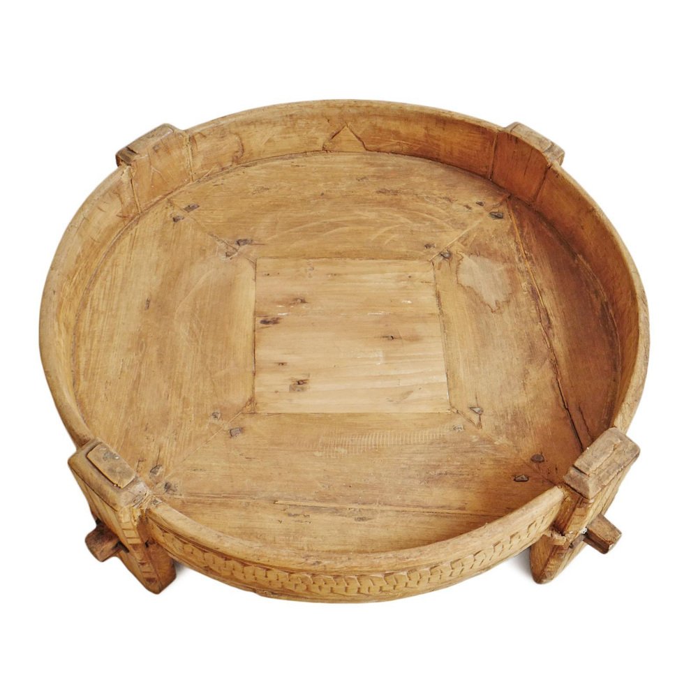 Vintage Chakki Grinder Wood Ottoman for sale at Pamono