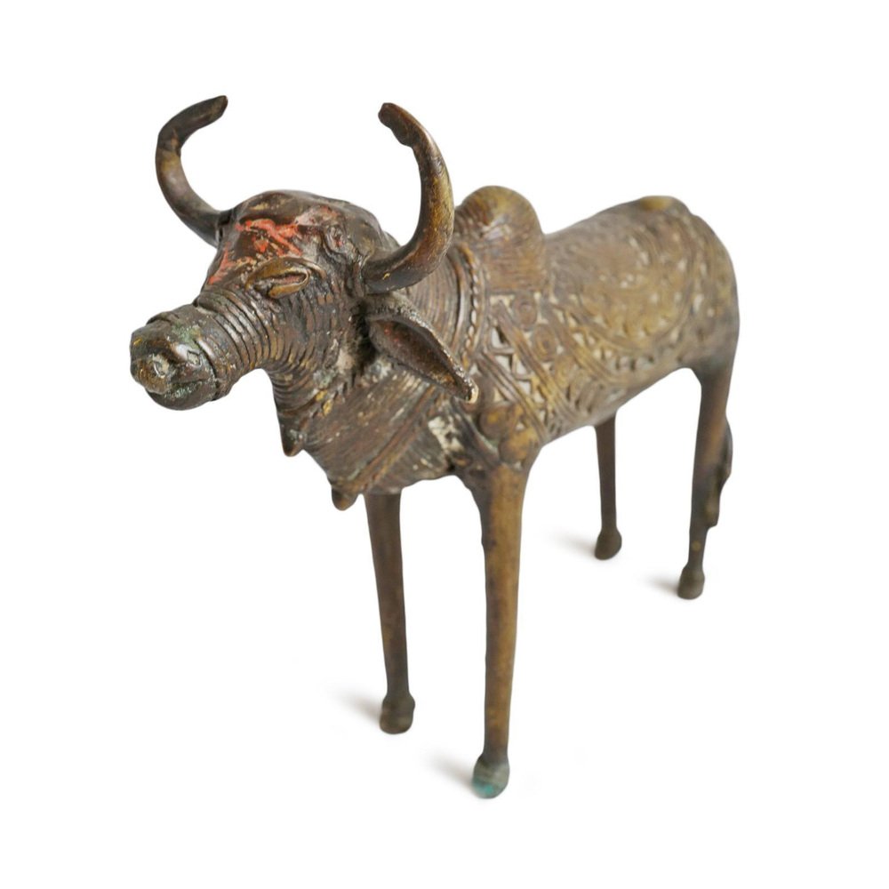 Vintage Brass Tribal India Brahma Cow for sale at Pamono