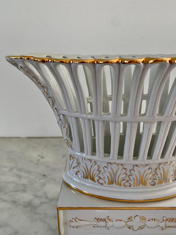 Neoclassical Regency Reticulated Gold Gilt Porcelain Baskets, Set of 2 ...