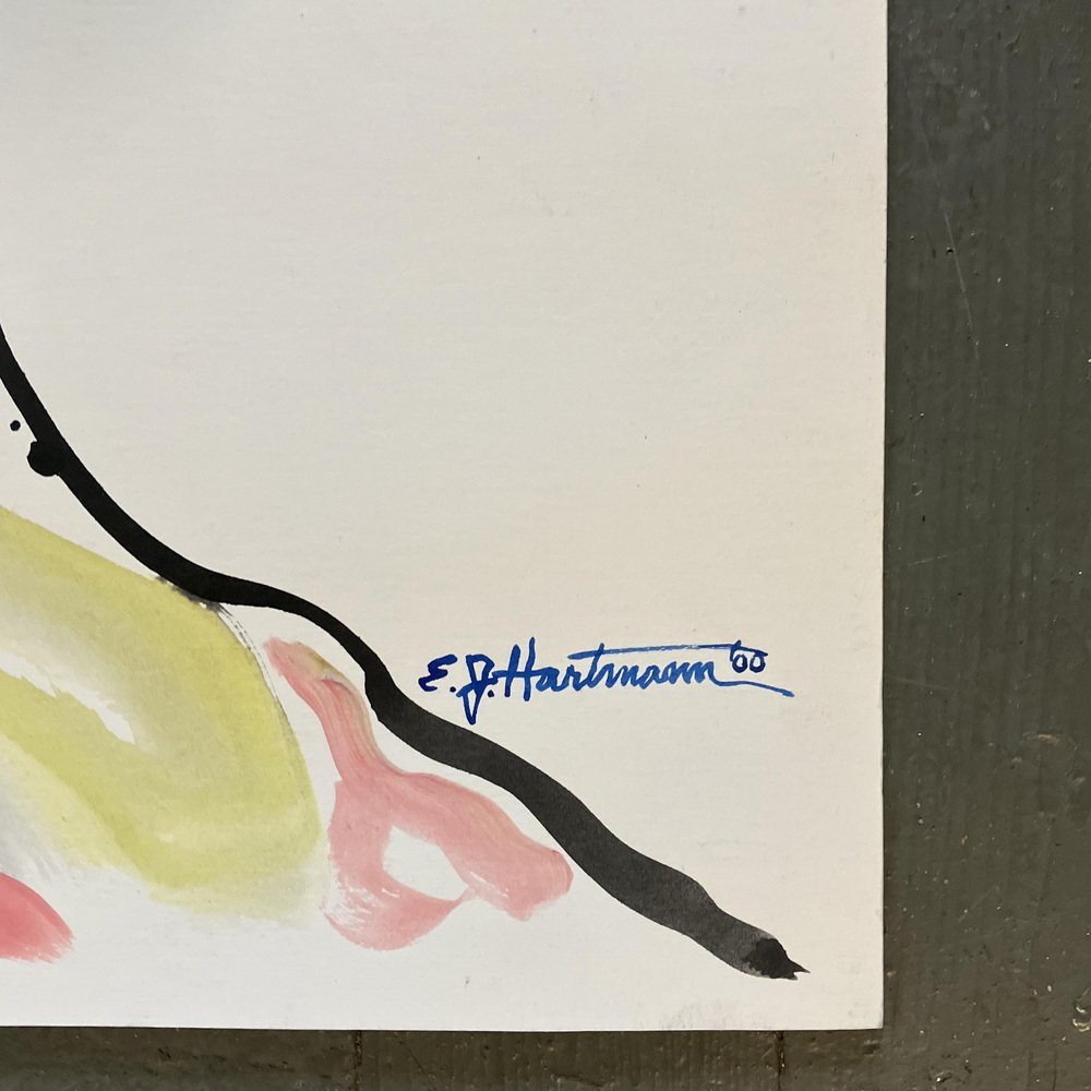 E. J. Hartmann, Original Abstract Portrait, 2000s, Paint on Paper for ...