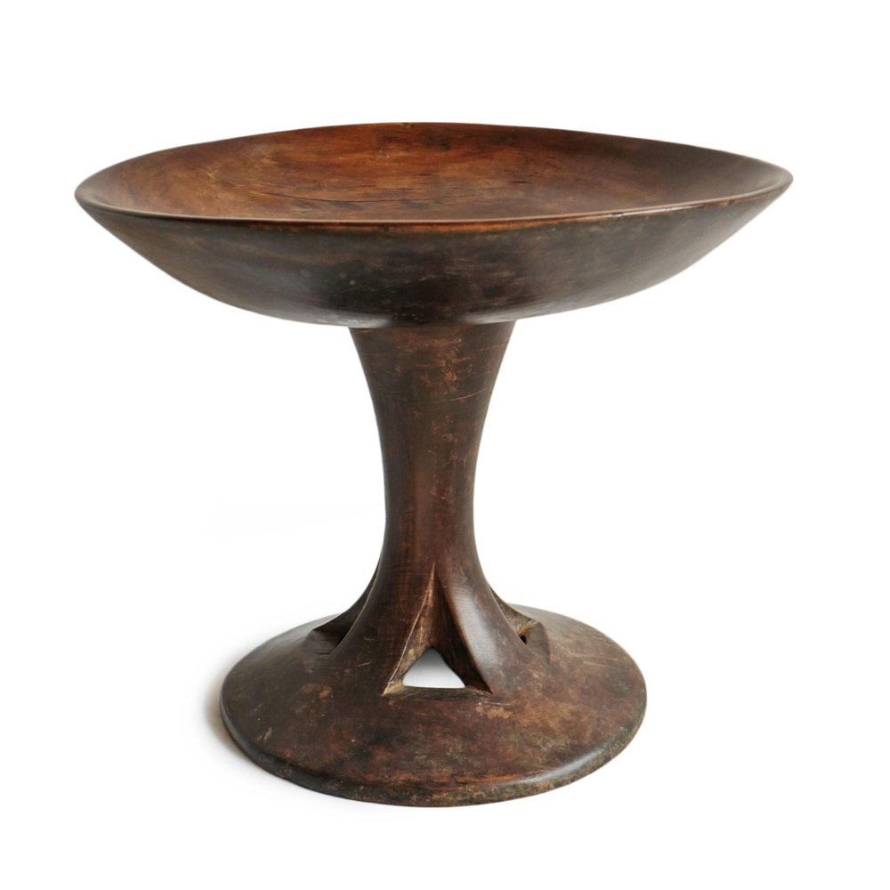 Vintage Naga Wood Pedestal Bowl Plate for sale at Pamono
