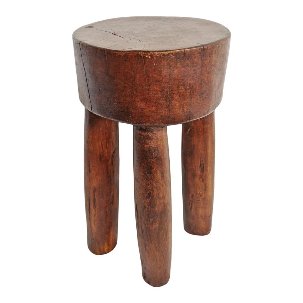 Vintage West African Wood Stool for sale at Pamono