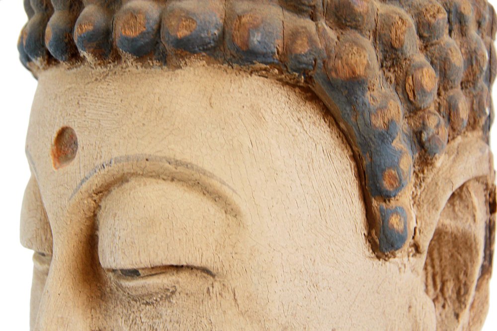 Antique Wooden Buddha Head for sale at Pamono