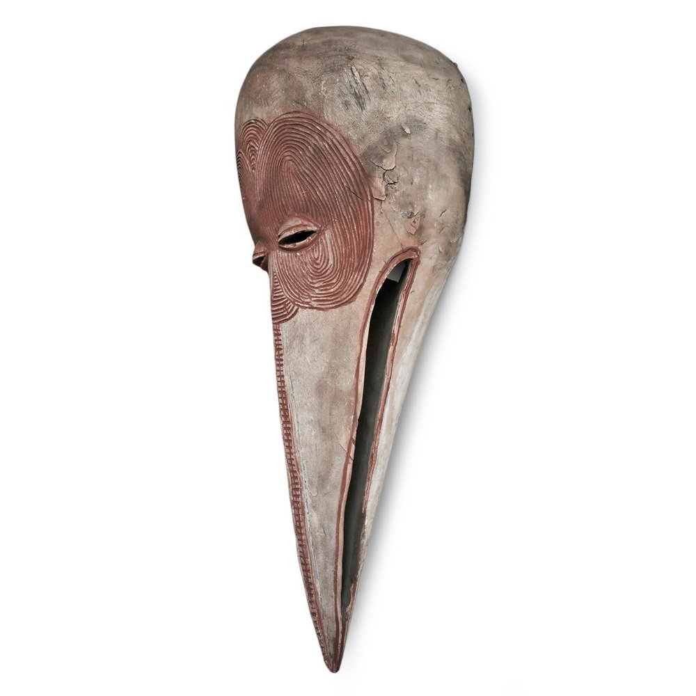 Vintage Large Wood Baga Stork Mask for sale at Pamono