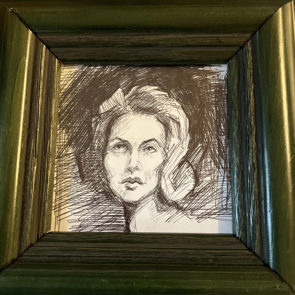 Female Portrait, 1970s, Ink Drawing, Framed for sale at Pamono