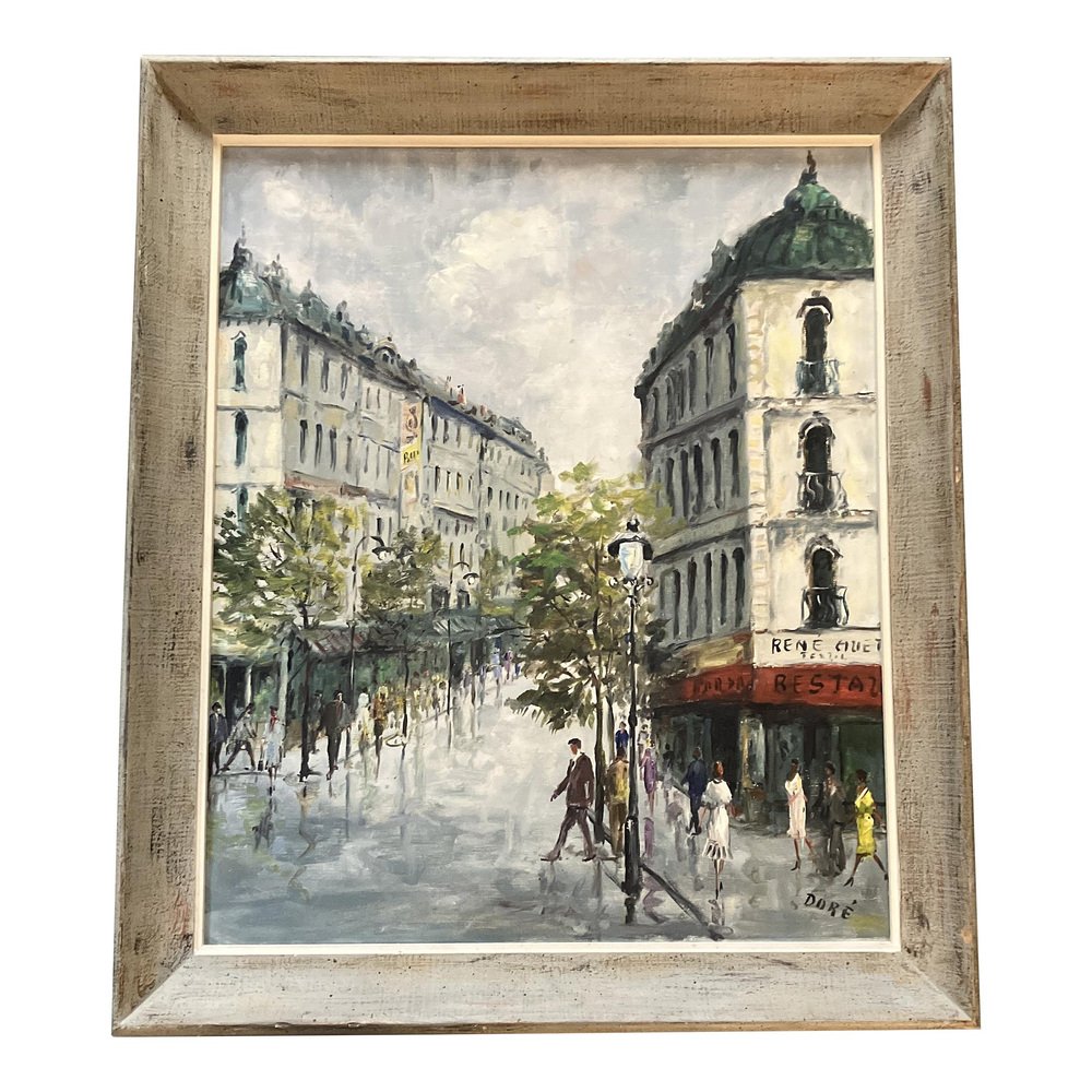 Dore, Paris Street Scene, 1950s, Painting on Canvas, Framed for sale at ...
