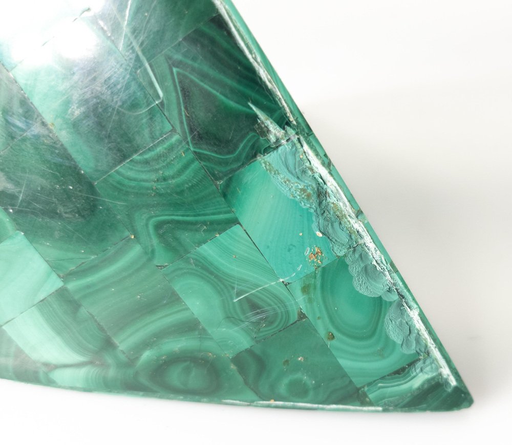 20th Century Decorative Malachite Stone Mineral Pyramid for sale at Pamono