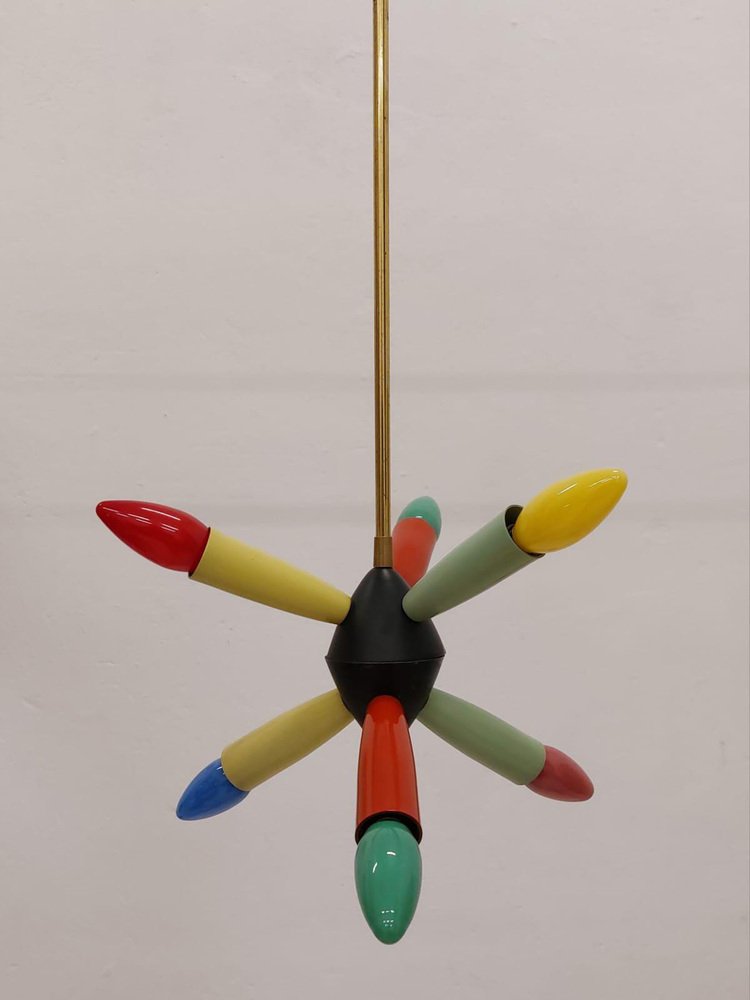 Colorful Sputnik Ceiling Lamp, Germany, 1950s for sale at Pamono